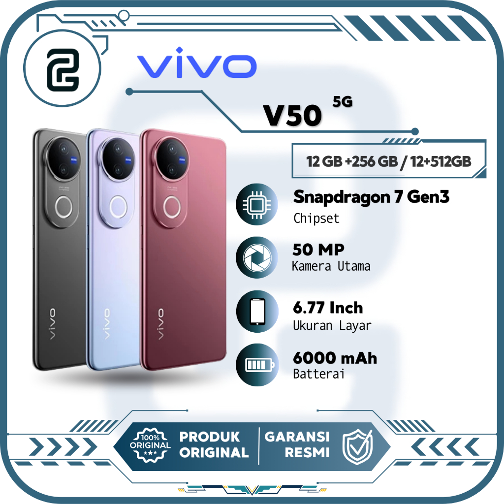 Jual Vivo V50 5G 12|256GB / 12|512GB Snapdragon 7 Gen3 50 MP 6000mAh | Garansi Resmi ORIGINAL ...