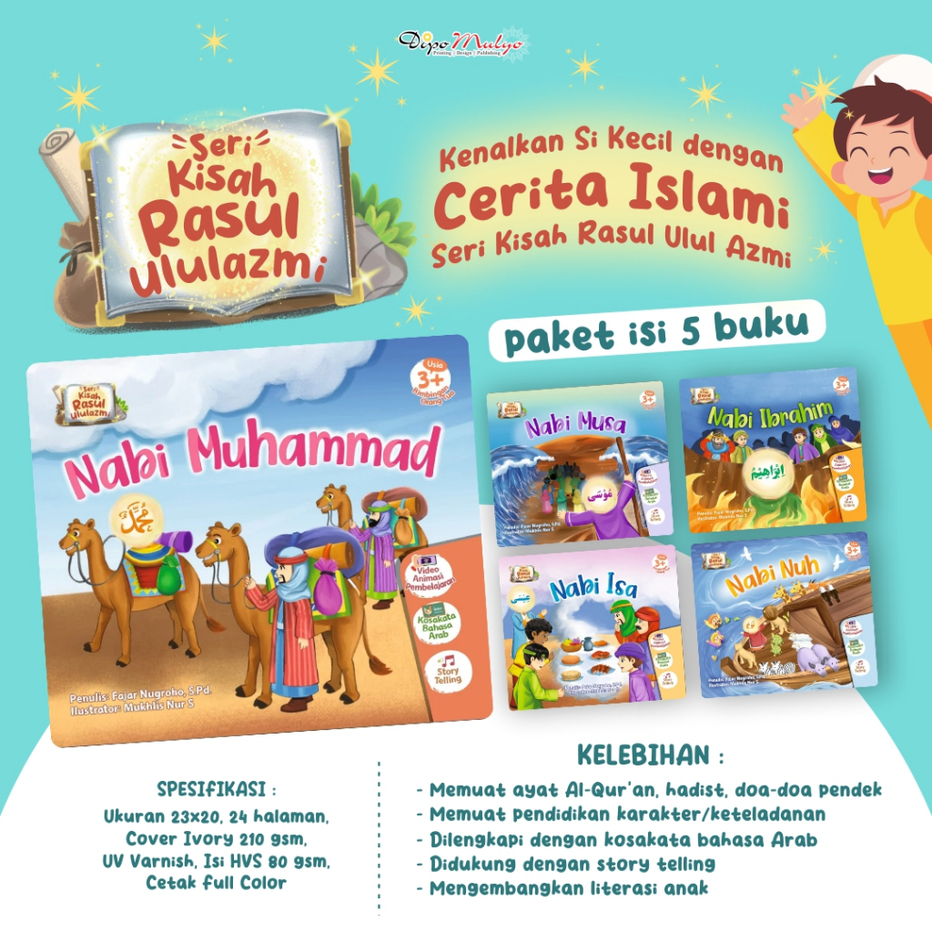 Jual Paket Buku Cerita Anak Islami – Paket 5 Buku seri Kisah Rasul Ulul Azmi (5 Buku, Full Color ...