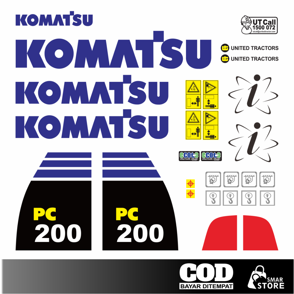 Jual Stiker Sticker Excavator Komatsu PC 200-7,8mo Stiker Alat Berat ...