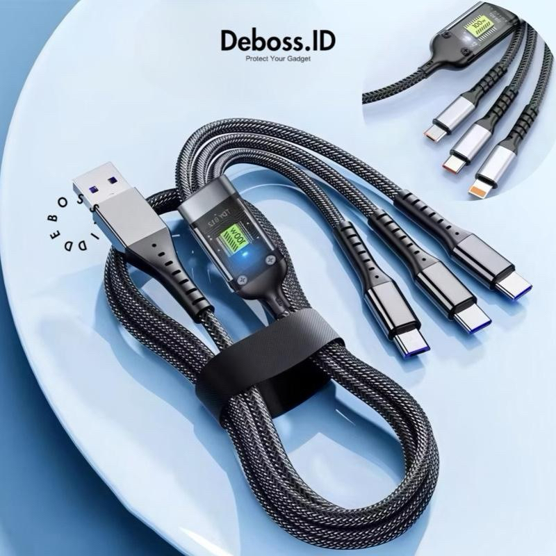 Jual [PACKING BOX] Kabel Data ip 3 in 1 Fast Charging 100W USB to Lightning Micro Type C ...