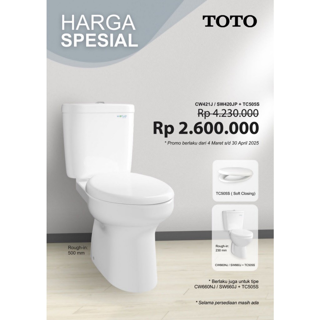 Jual Closet Duduk TOTO CW421J Tutup TC505S / Kloset Duduk TOTO | Shopee ...