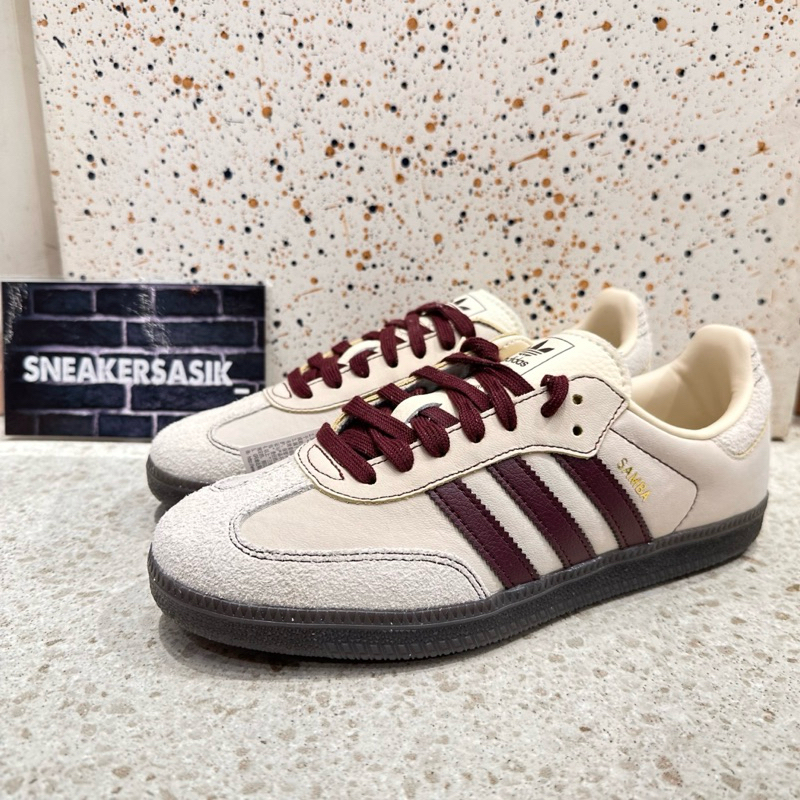 Jual Sepatu Samba OG Wonder White Maroon Putty Grey | Shopee Indonesia