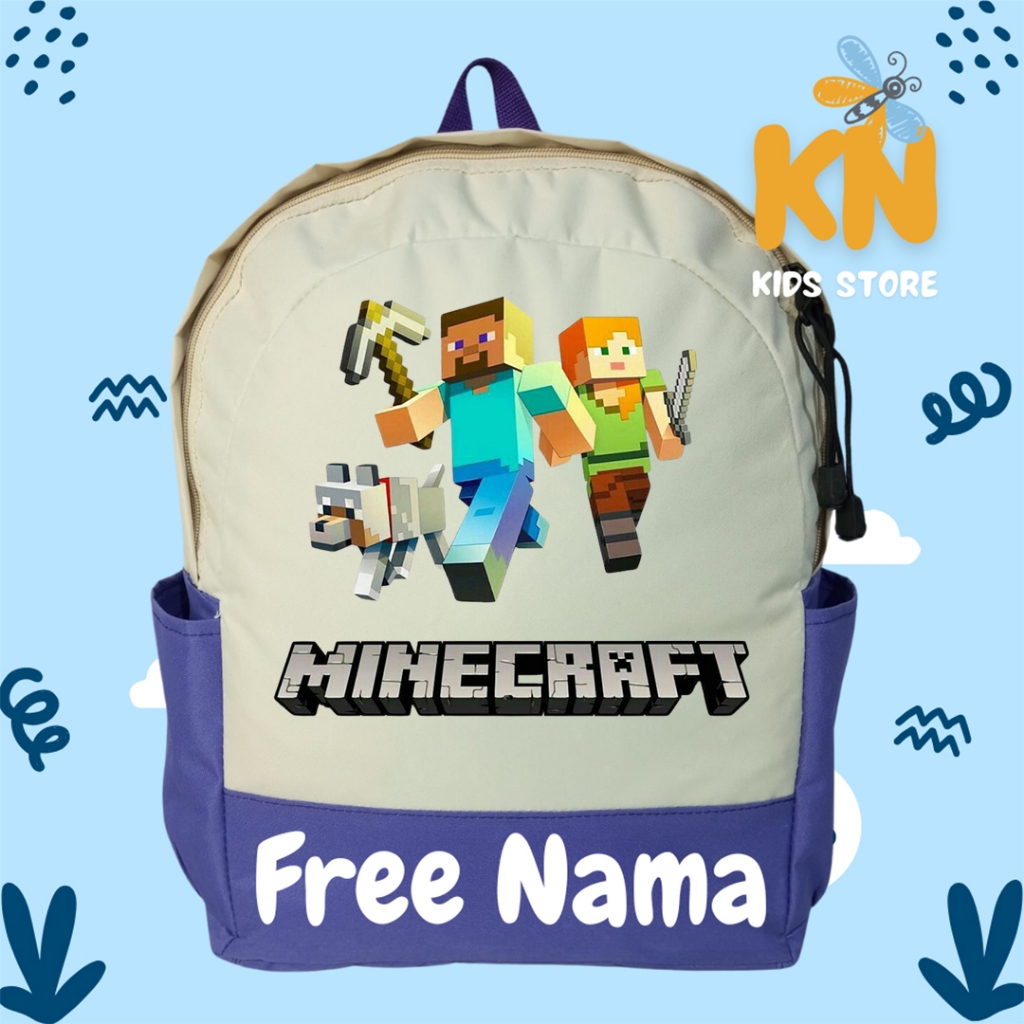 Jual KN Tas Sekolah Anak Laki Laki Minecraft Ransel Sekolah Anak TK SD PAUD Free Nama | Shopee ...