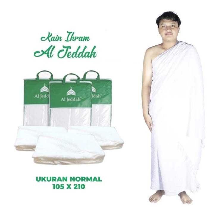 Jual Kain Ihram Satu set atas dan Bawah / Kain ihram + Tas / kain ihram ...