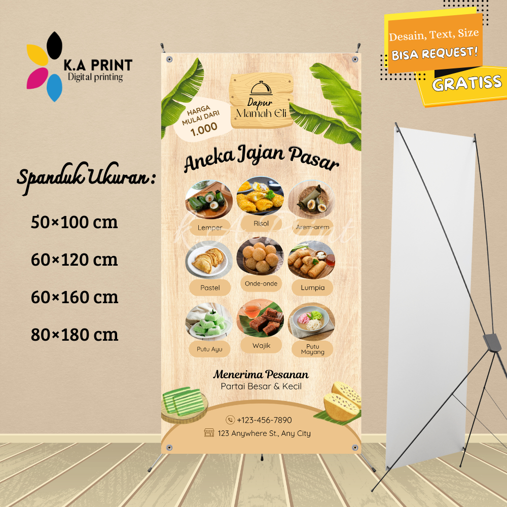 Jual Cetak Spanduk Banner Jualan Aneka Jajanan Pasar Bisa Request Cream ...