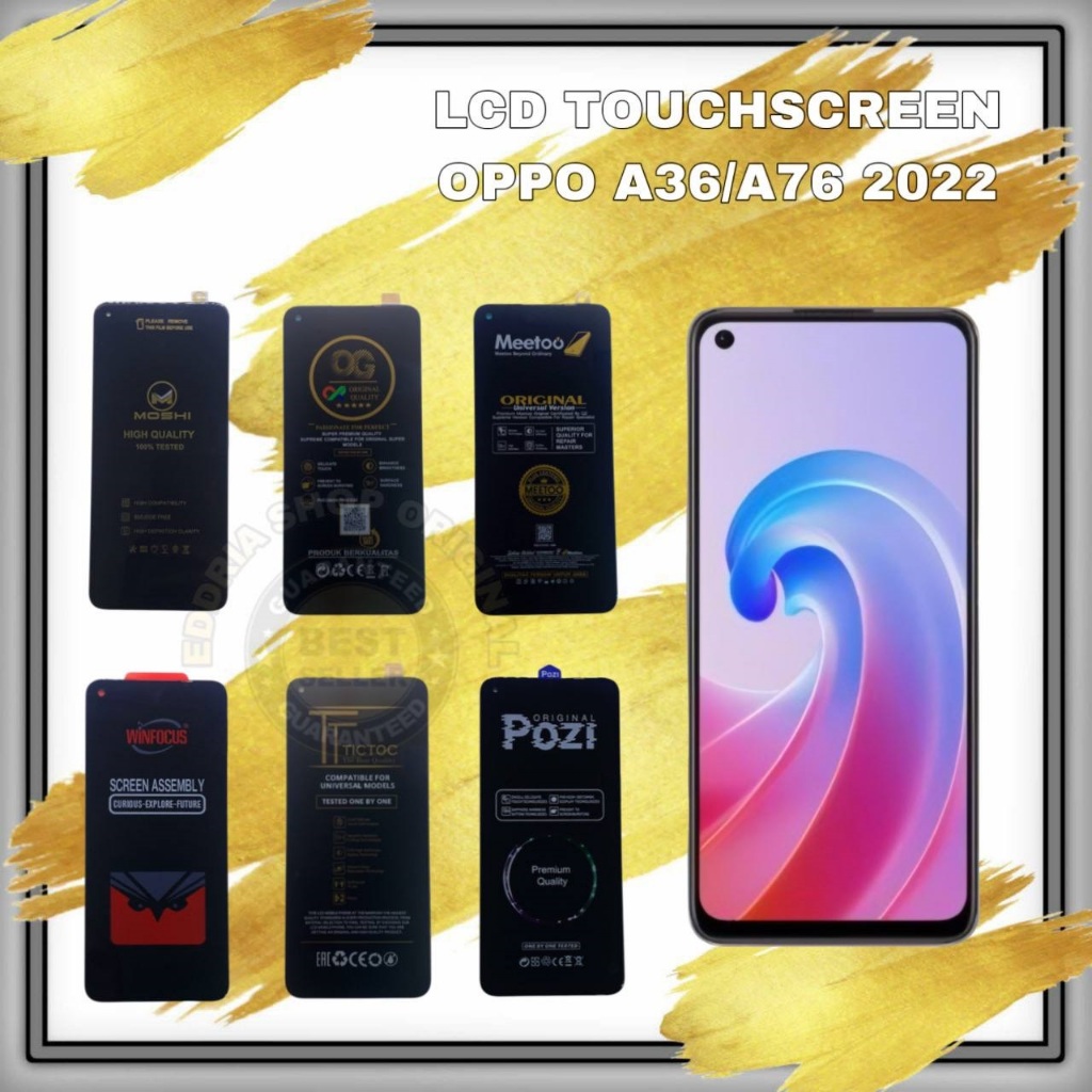 Jual LCD OPPO A36/A76 2022 TOUCHSCREEN FULLSET ORIGINAL BLACK | Shopee Indonesia