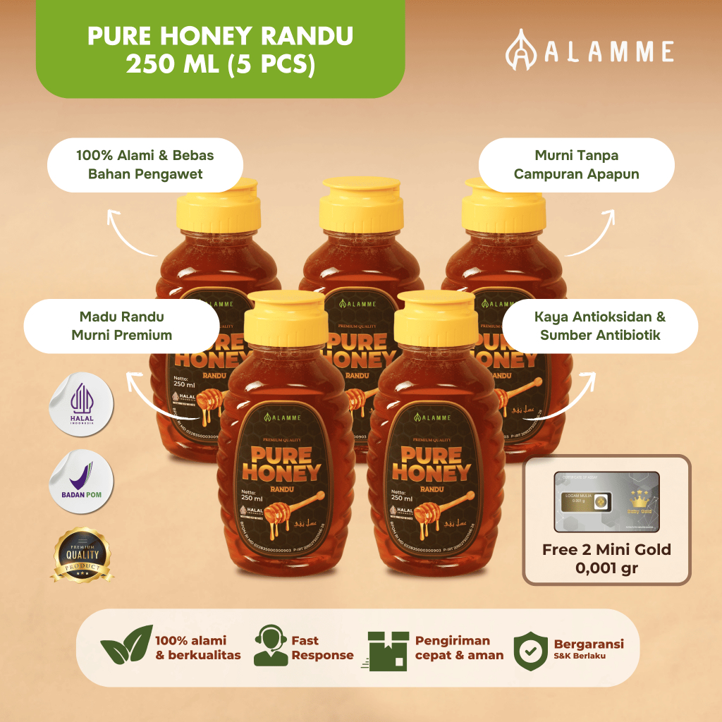 Jual Alamme Paket Pure Raw Honey Madu Randu Murni 100% Original Premium ...