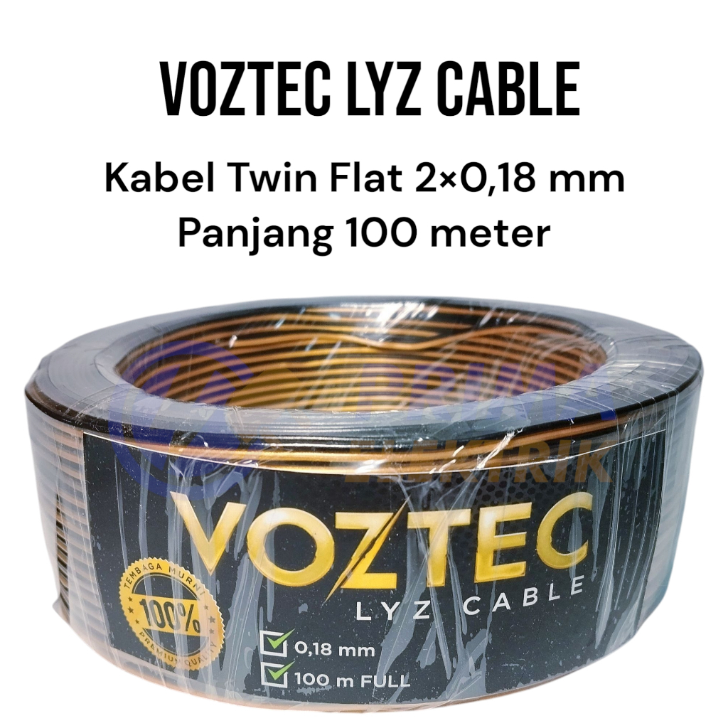 Jual Kabel Voztec LYZ Twin Flat 2×0,18 mm Panjang 100 meter. 100% Tembaga asli | Shopee Indonesia