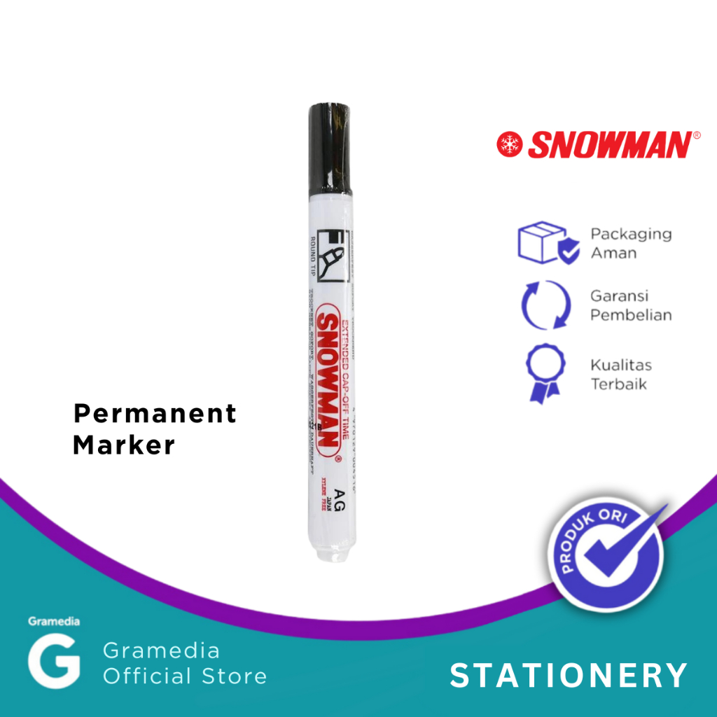 Jual Snowman - Spidol Permanent Marker Ag-12 Warna Hitam | Shopee Indonesia
