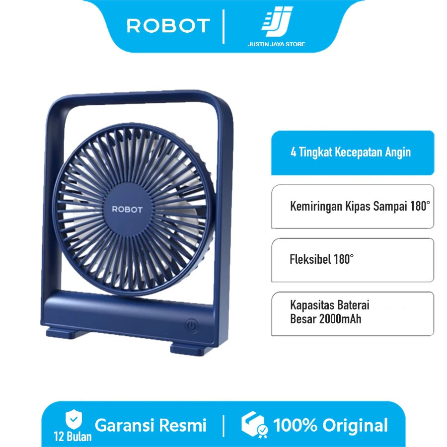 Jual ROBOT RT-BF14B Portable Fan Kipas Angin 2000mAh 4 Speed Ultra Thin ...