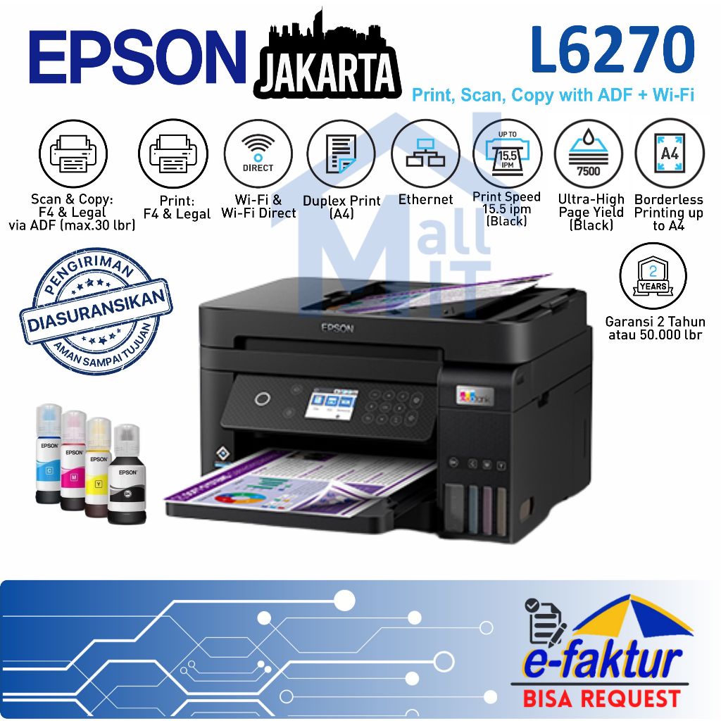 Jual MALLIT EPSON Printer Epson L6270 L 6270 L-6270 A4 Wi-Fi Duplex All ...