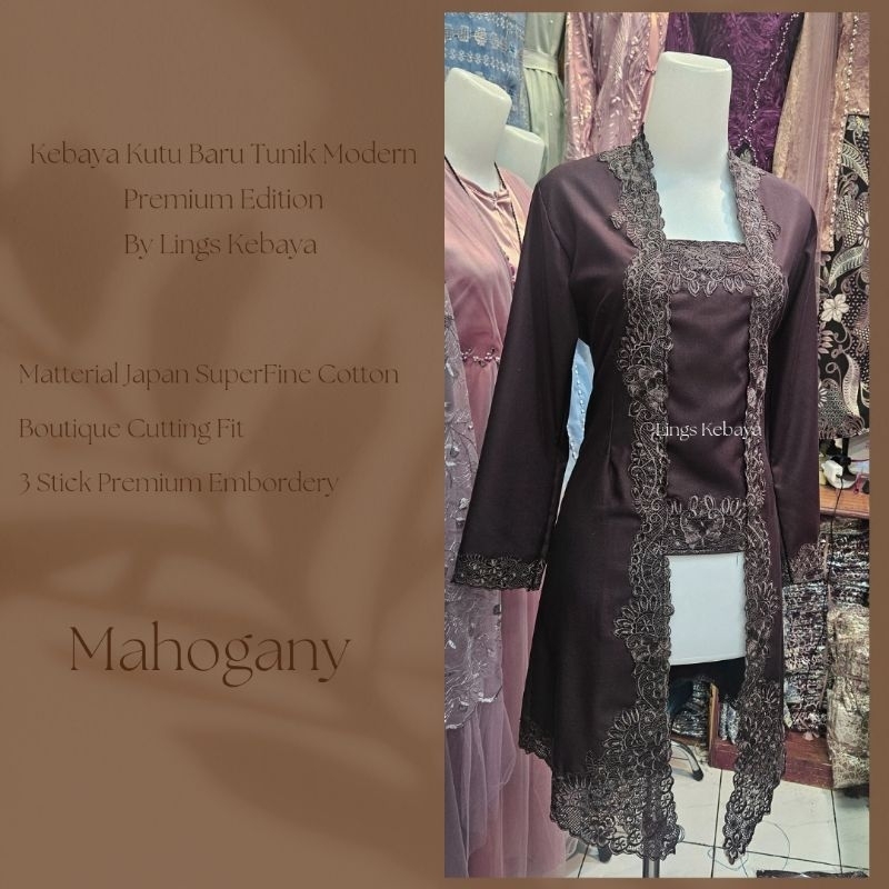 Jual Kebaya Kutu Baru Tunik Modern Premium Burgundy Emerald Hitam Grey ...