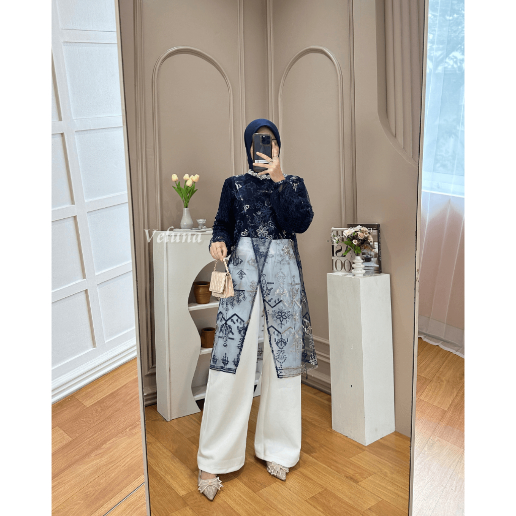 Jual VELUNA | Ufaira Outer Lebaran Wanita Bahan Tille Bordir Mix Brukat ...