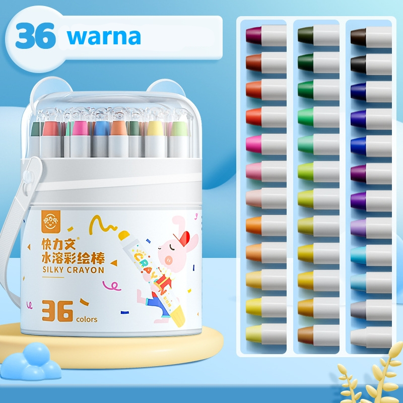 Jual Kuailiwen Washable Silky Crayon isi 36 Warna Colorful Bucket Set ...