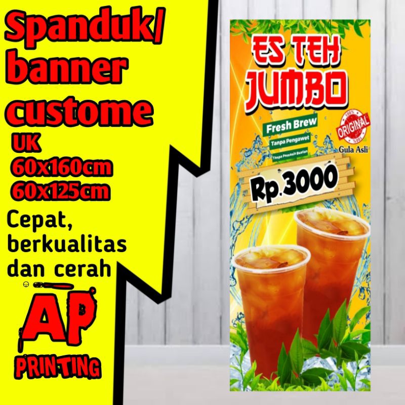 Jual Cetak Spanduk Banner Es teh Jumbo Oren ukuran 60x160 custome ...