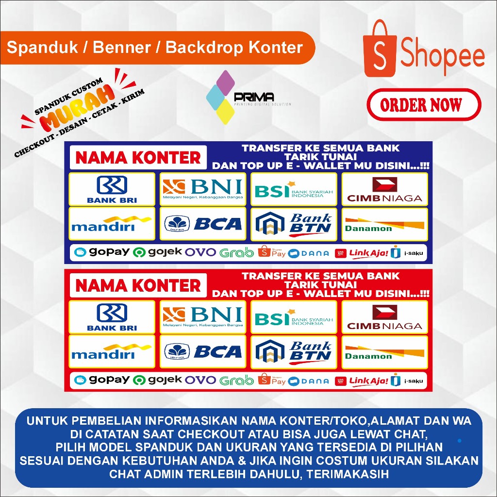 Jual SPANDUK BANNER MINI ATM / SPANDUK TRANSFER DAN TARIK TUNAI SEMUA ...