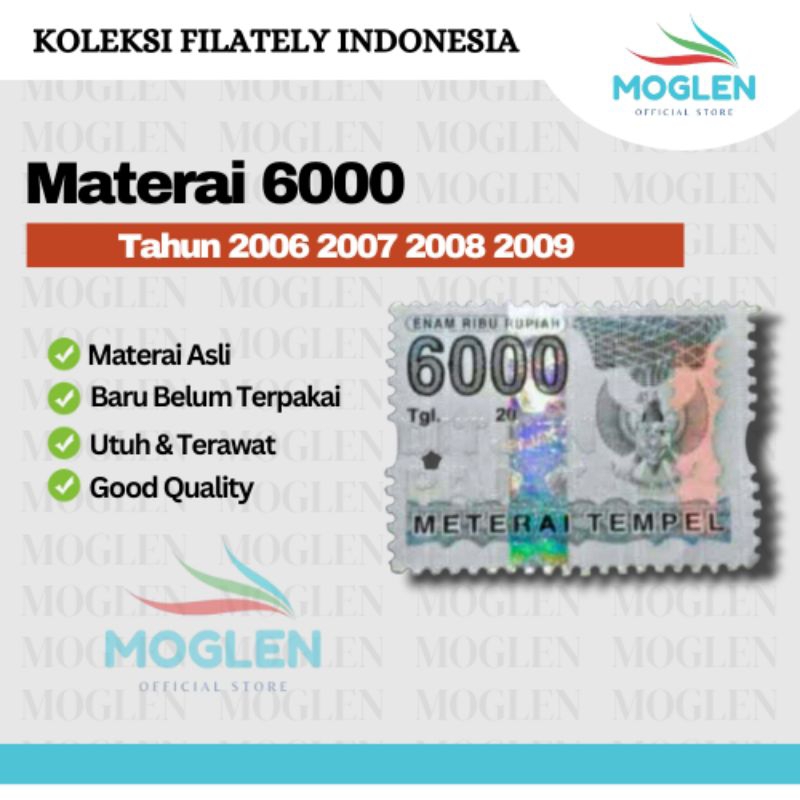 Jual Materai 6000 Tahun 2006 2007 2008 2009 Perangko Matrai Tempel Asli ...