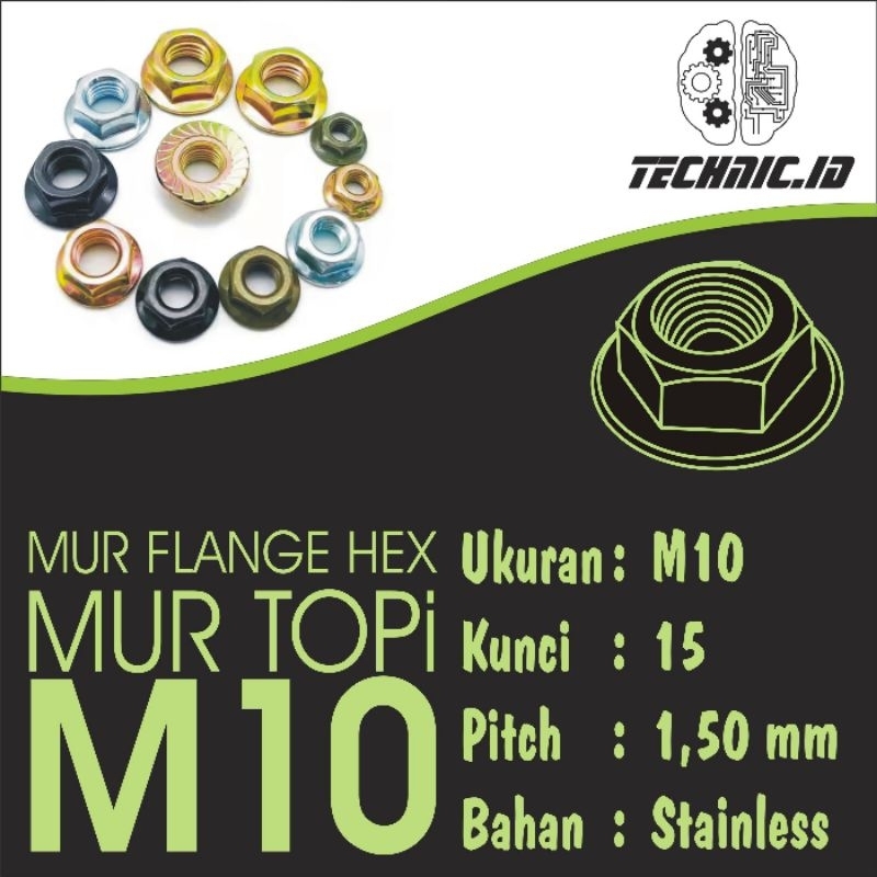 Jual Mur Flange Hexagonal m10 stainless, mur flange hex m10 stainless ...