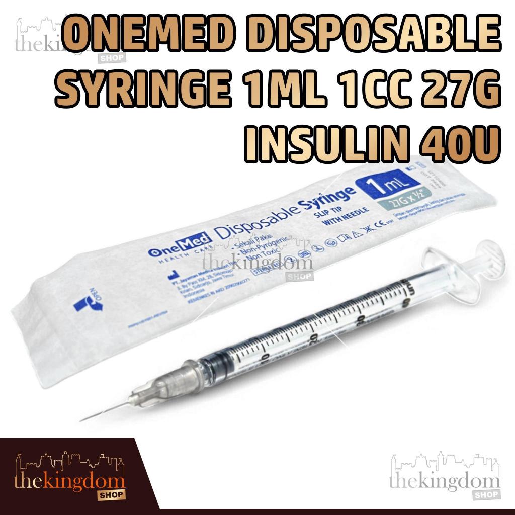 Jual Onemed Disposable Syringe 1ml 1cc 27G Insulin 40U Spuit Sterile Jarum Suntik Steril Slip ...