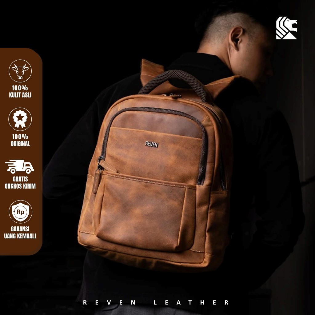 Jual Tas Laptop Ransel Kerja Pria Kulit Sapi Asli Reven Outlander ...