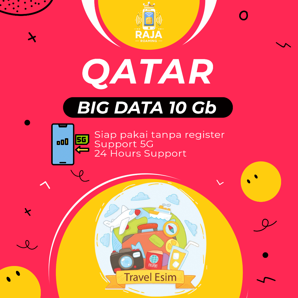 Jual Paket Data Internet Qatar 10Gb | eSIM Roaming Travel Qatar 10Gb | Shopee Indonesia