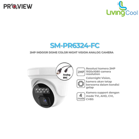 Jual PROVIEW SM-PR6324-FC 2MP INDOOR DOME COLOR NIGHT VISION ANALOG ...
