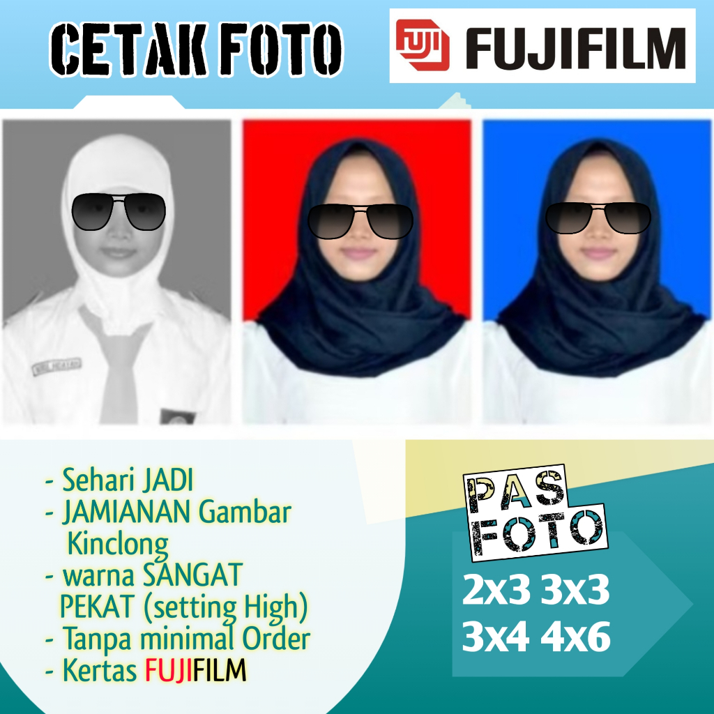 Jual Cetak Pas Foto 2x3 3x3 3x4 4x6 Gratis ganti Background kertas ...