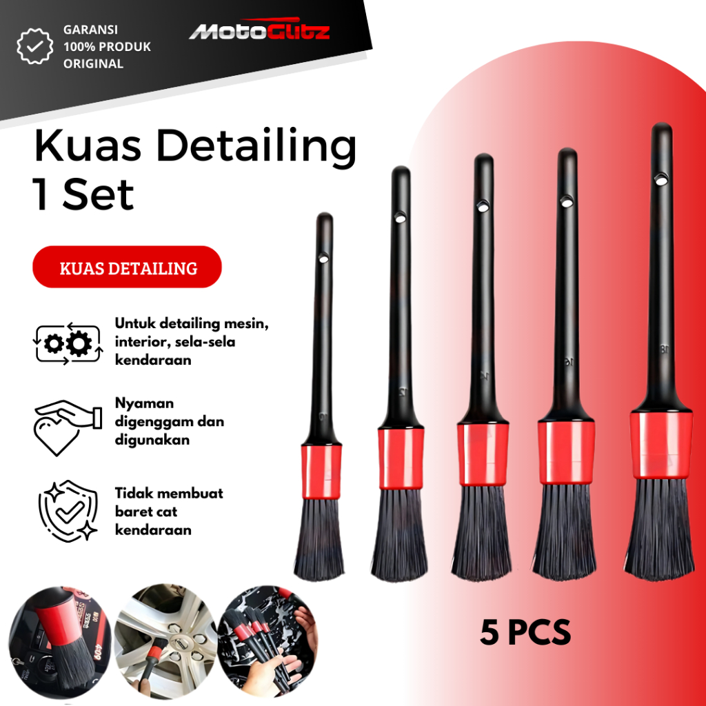 Jual Kuas Detailing Set 5 Kuas Cuci Mobil Sikat Motor Lengkap Kuas ...