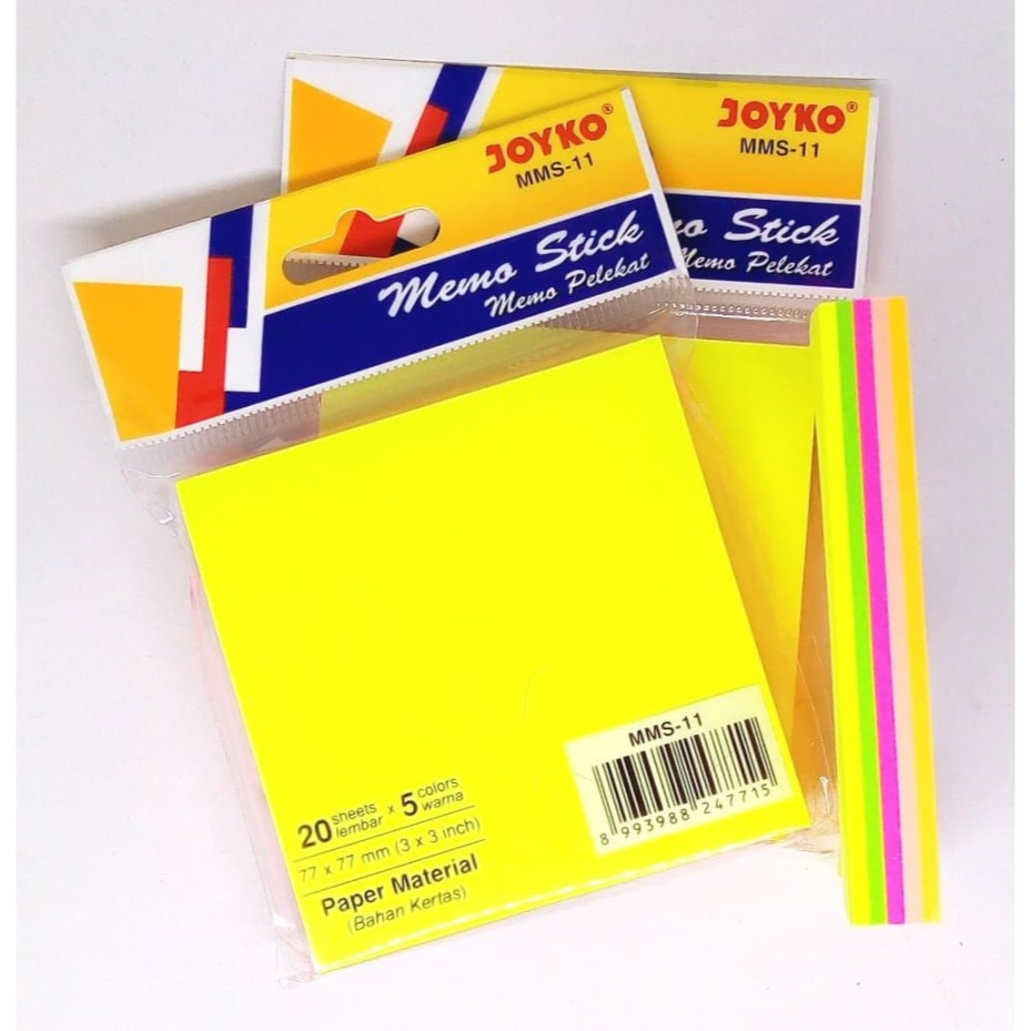 Jual Sticky Note Joyko MMS-11 5 warna ukuran 3x3 inch | Shopee Indonesia