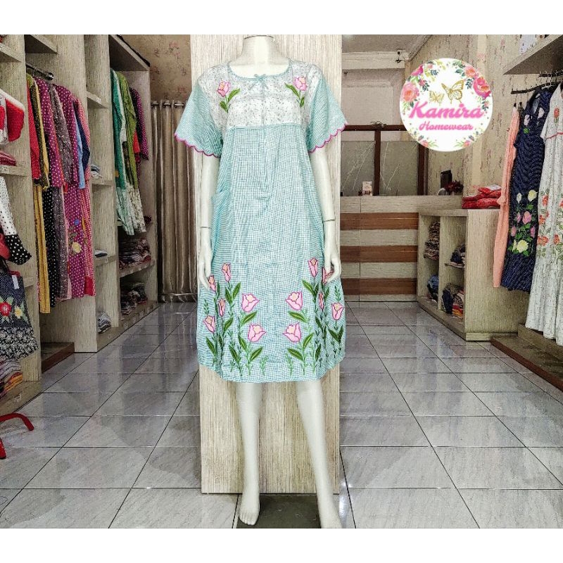 Jual Daster Bordir Malang Katun Jepang - Busui Friendly(hijau tosca ...