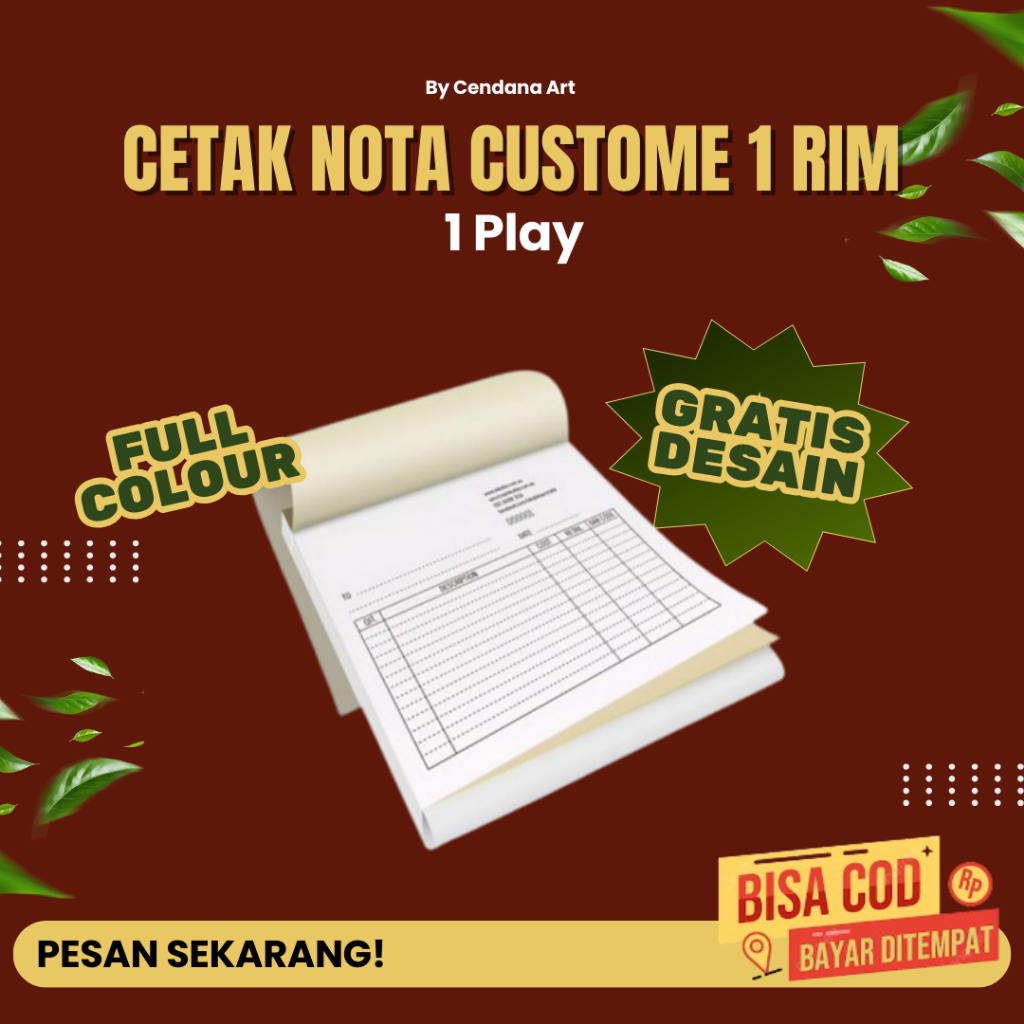 Jual Cetak Nota 1 Ply 1 Rim / Nota 1 Rangkap Penjualan Custom by ...