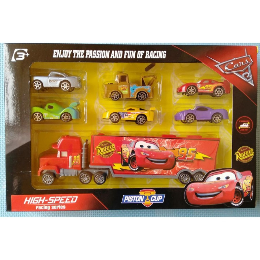 Jual Mainan Anak Mobil Cars 3 Lightning McQueen and Mack Truck Set 7 ...