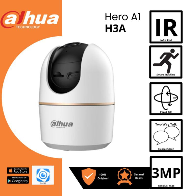 Jual Dahua CCTV Wireless Hero A1 H3A 3MP Smart IP WiFi Kamera CCTV Indoor Baby Camera Dahua Hero ...