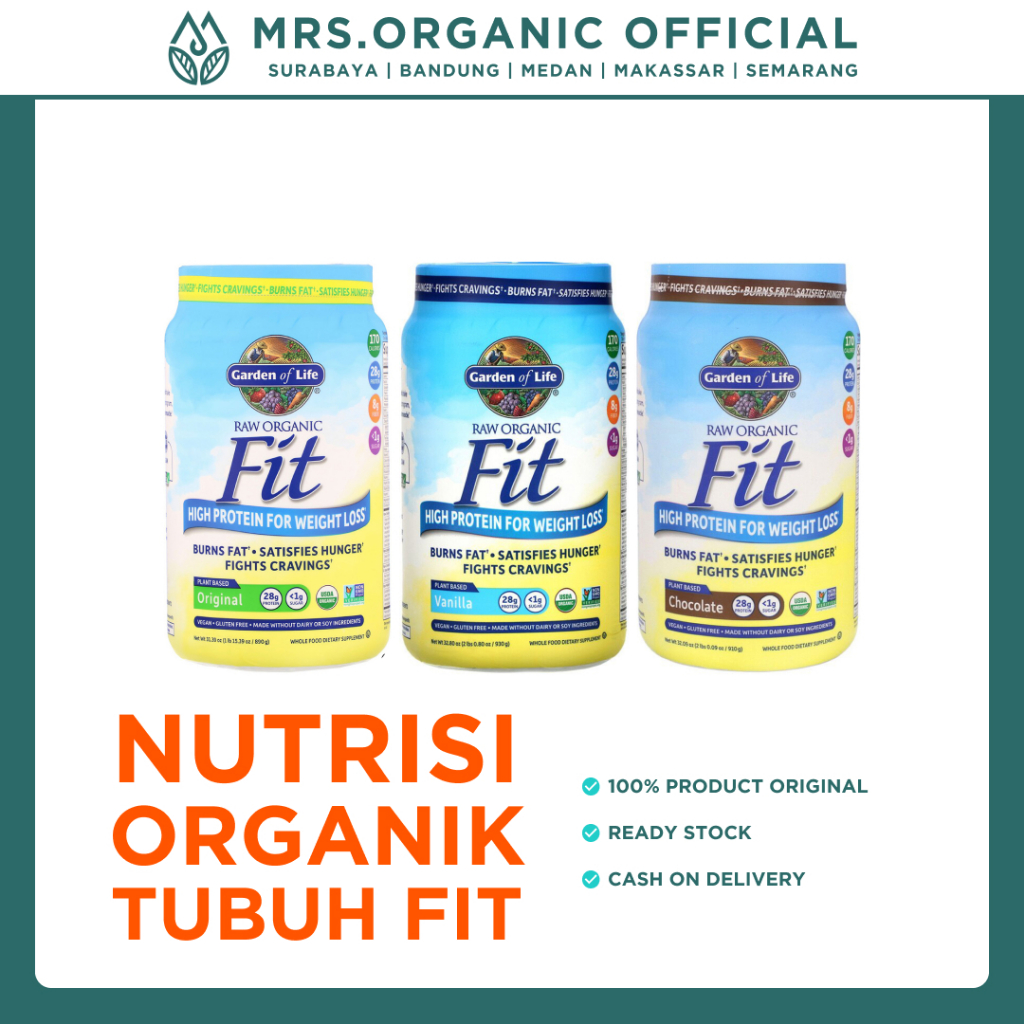 Jual Suplemen Raw Organic Fit HIgh Protein TInggi Untuk Diet Garden Of ...