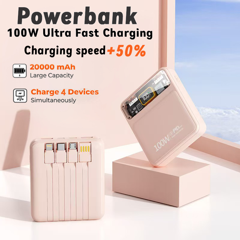 Jual Power bank 20000mAh Mini size with 4 usb fast charging Lightweight ...