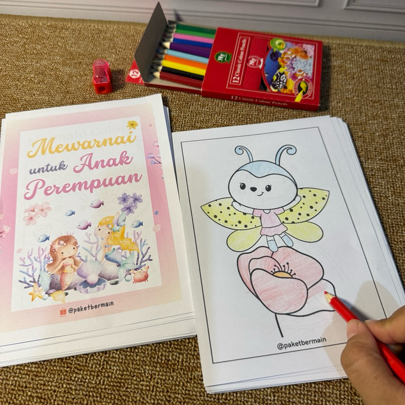 Jual 50 Lembar mewarnai untuk anak perempuan, Gratis Pensil Warna dan ...