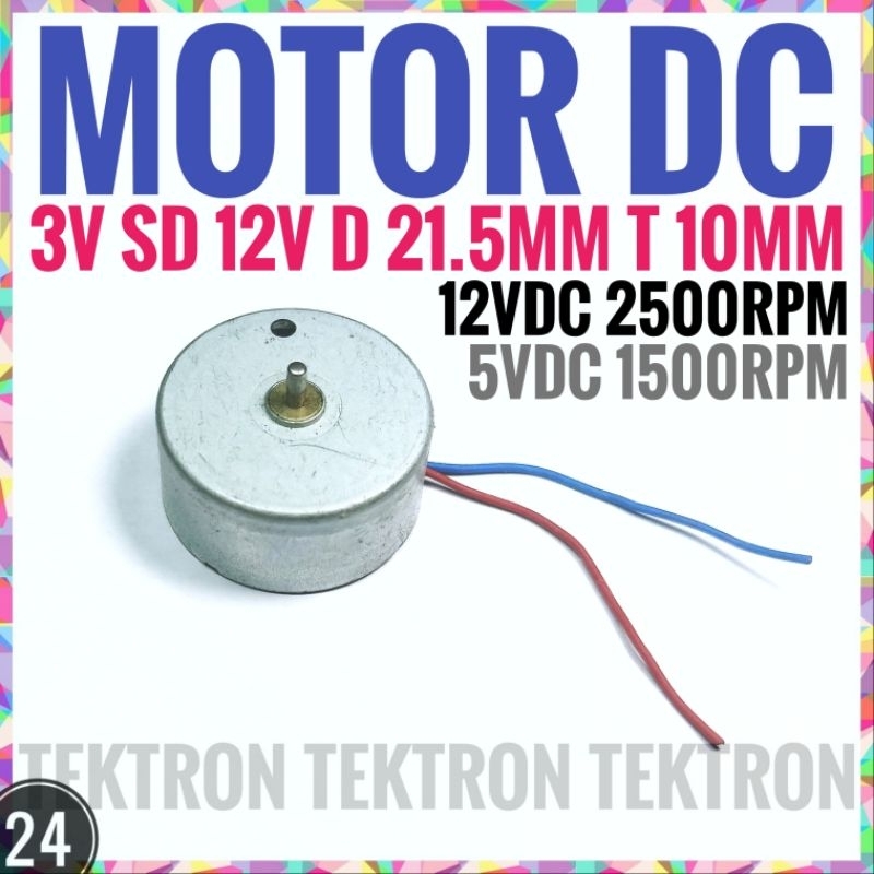 Jual Motor DC 12V d 21.5mm t 10mm shaft 1.4mm jalan mulai 3V 5V eq 2cm ...