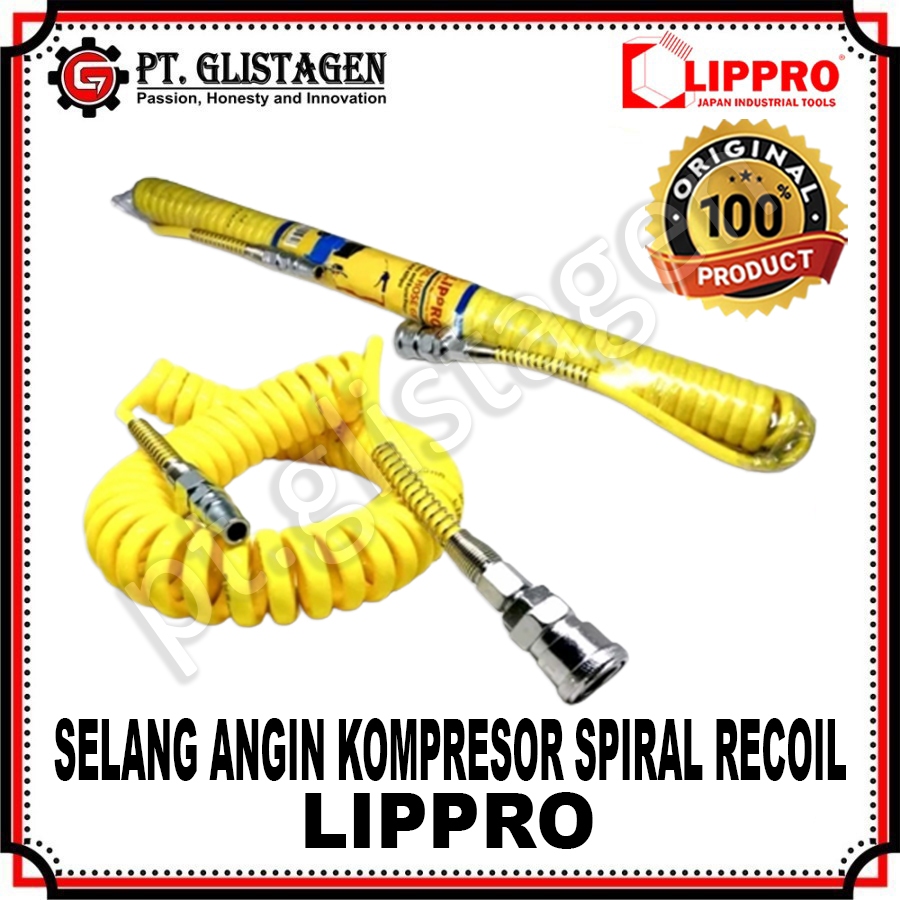 Jual LIPPRO Selang Angin Kompresor Spiral Recoil Hose 15 Meter ORIGINAL ...
