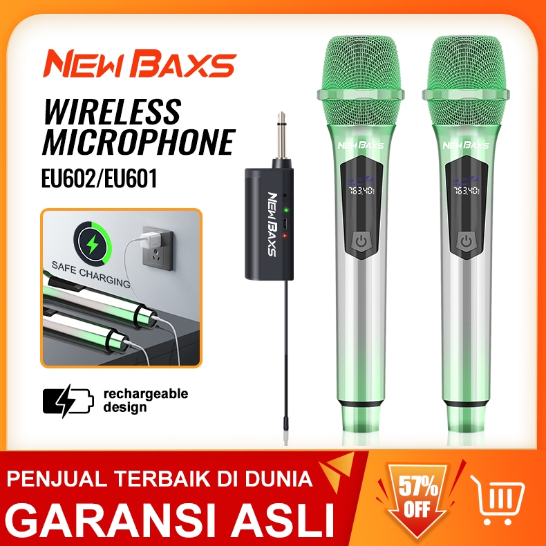 Jual NEW BAXS EU602 mikrofon portable wireless Mic karaoke suara jernih ...