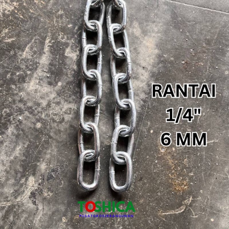 Jual Rantai Besi Kapal Berat GALVANIS 1/4 inch 6mm - 1/2 dan 1 meter ...