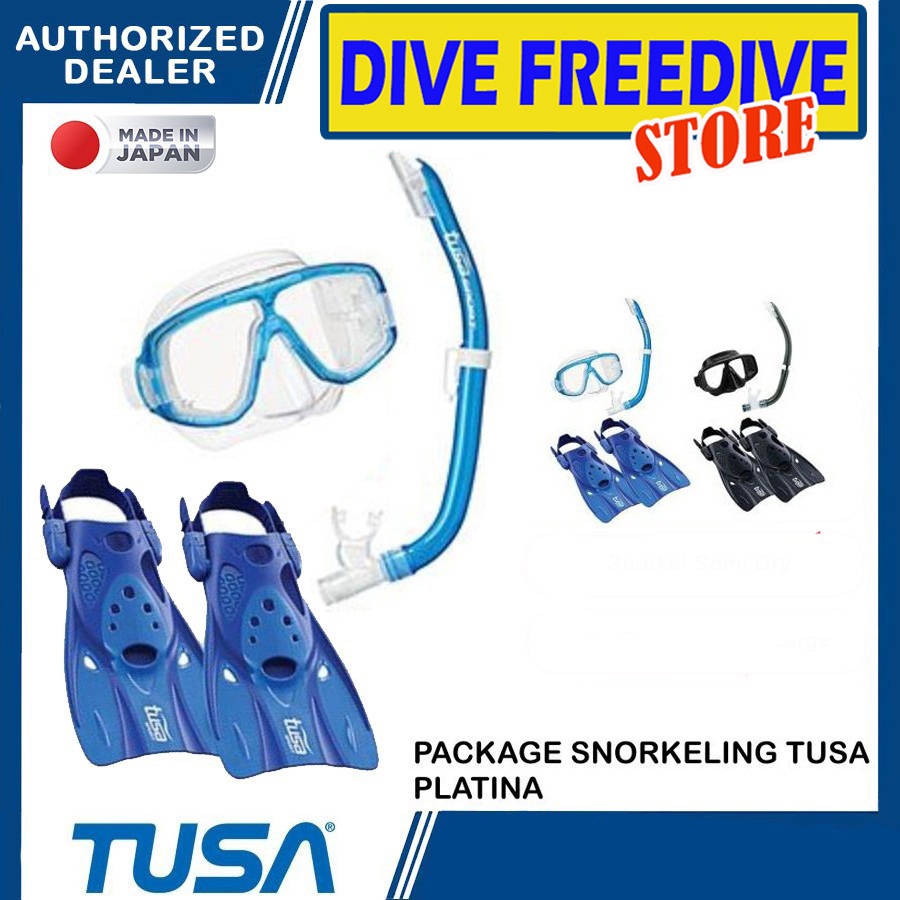 Jual UP0101 Paket Combo Set Snorkeling Mask Snorkel Tusa Platina Semi Dry Fin Selam Sport Masker ...