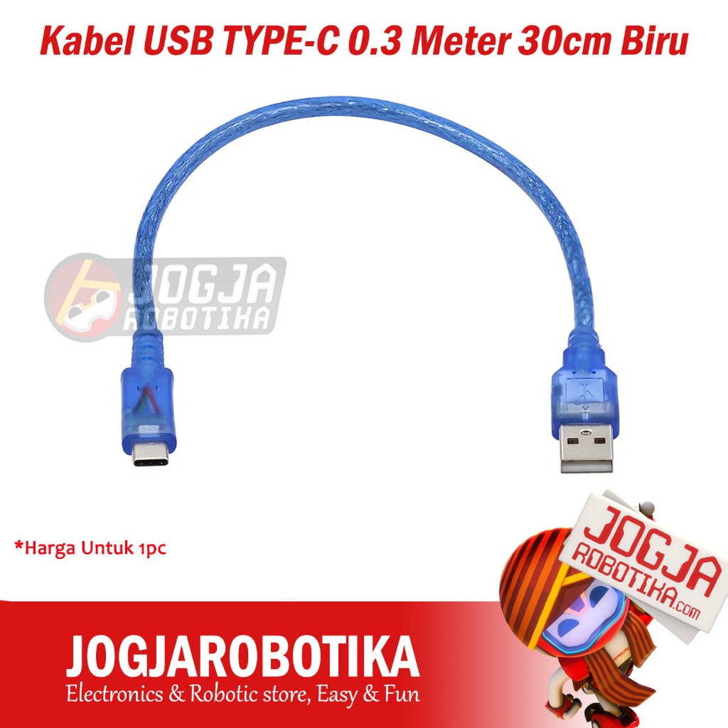 Jual Kabel USB TYPE-C 0.3 Meter 30cm Biru for Arduino Uno / Nano ...