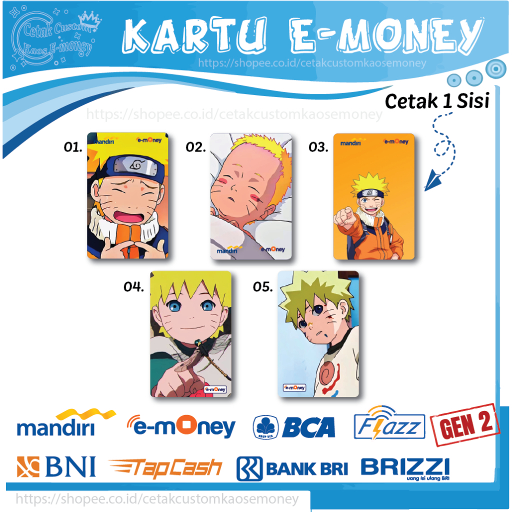 Jual KARTU EMONEY ETOLL GAMBAR KARTUN NARUTO BORUTO LUCU ANIME EMONEY ...