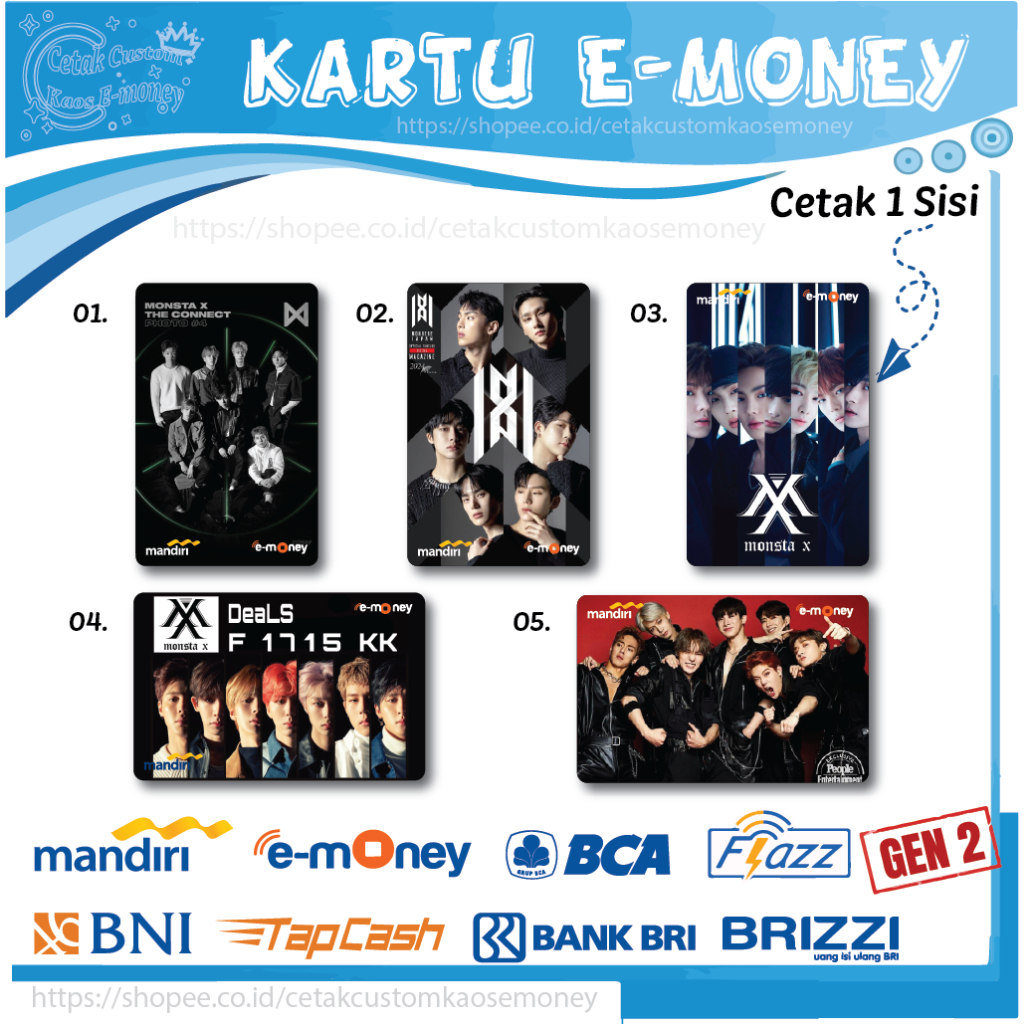 Jual KARTU EMONEY ETOLL GAMBAR KPOP KOREA MONSTA X EMONEY MANDIRI BCA ...
