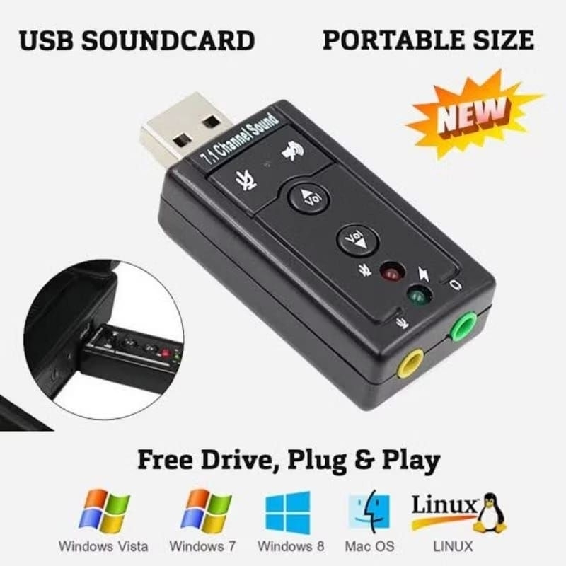 Jual Soundcard USB Channel 7.1 / Sound Card USB Mini 7.1 Chanel ...