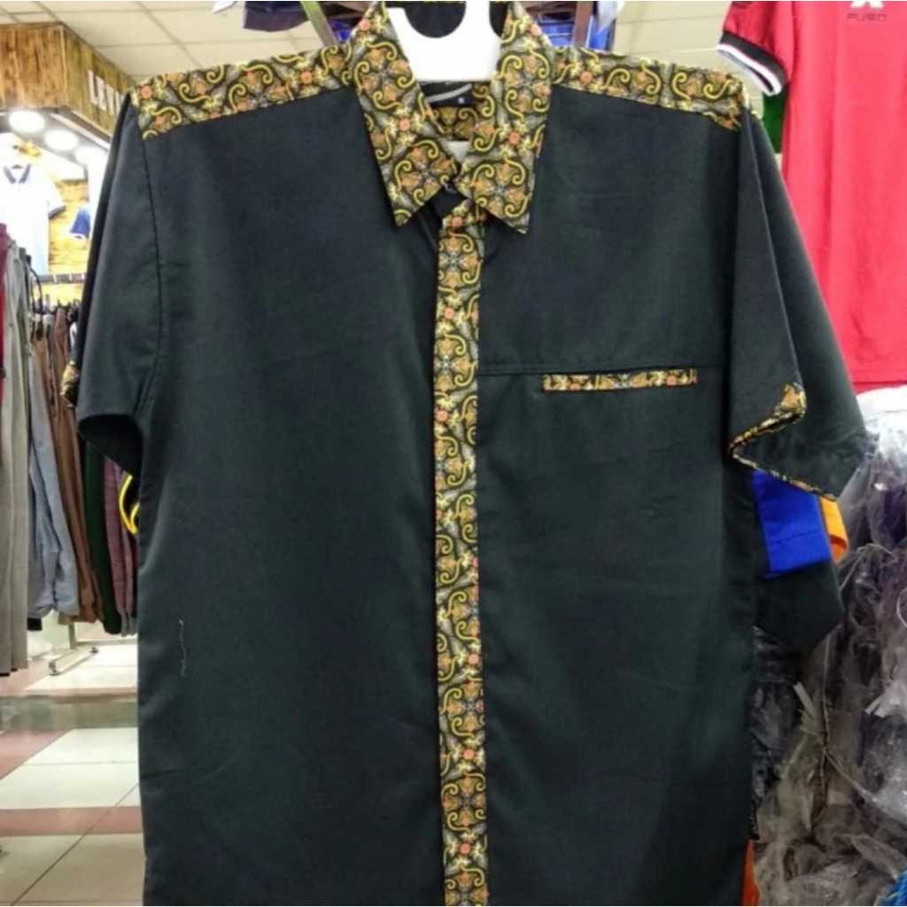 Jual Seragam Kerja Kombinasi Batik WARNA HITAM, Seragam Kerja, Baju ...