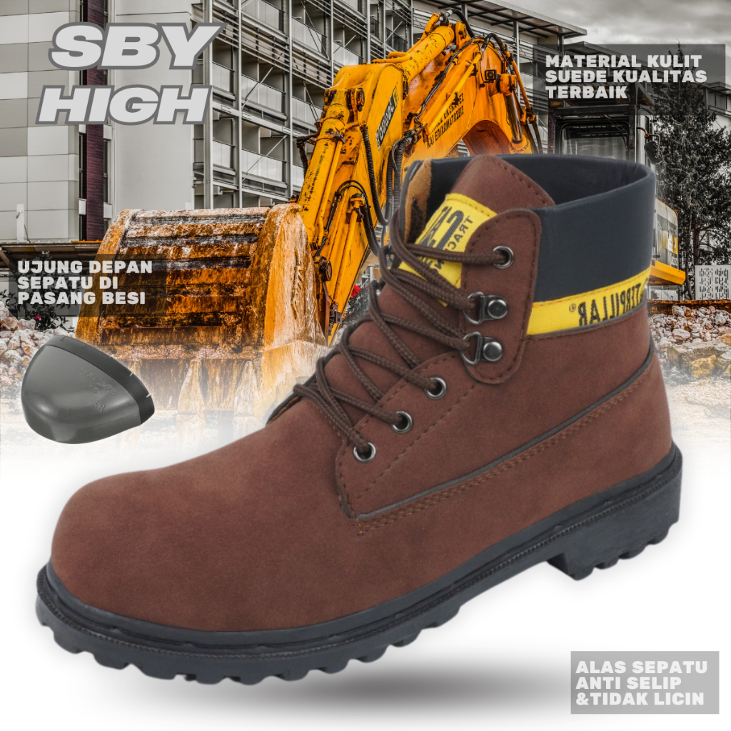 Jual COD!! Sepatu Caterpillar Sby Boots Safety Suede Ujung Besi Kerja ...