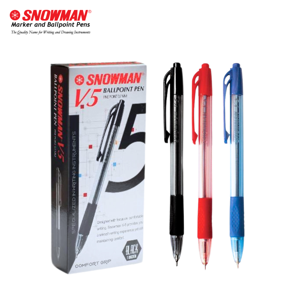 Jual ( 12 Pcs ) Ballpoint Snowman V-5 0.7mm / Pulpen V-5 Snowman 0.7mm ...