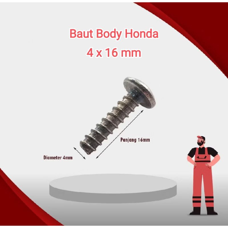 Jual Baut Body Honda M4x16 Vario Beat Scoopy Genio Spacy Sekrup Baut ...
