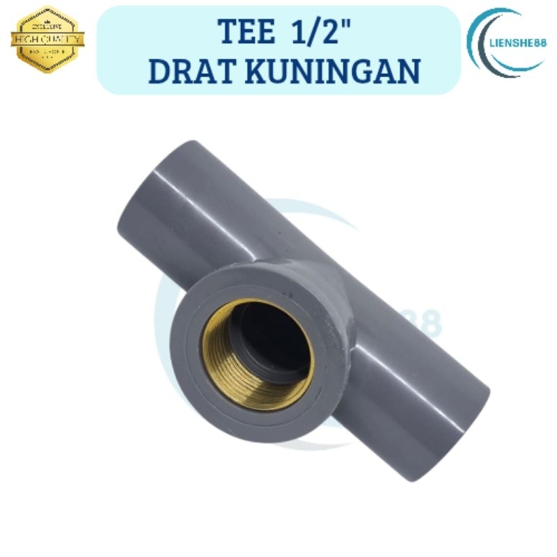 Jual Tee Drat Kuningan / Tee Pvc Drat Dalam Kuningan 1/2 RUSH | Shopee ...